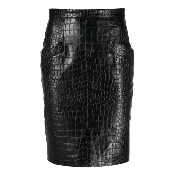 HARMAIN LEATHERS LTD Mock-croc Leather Pencil Skirt
