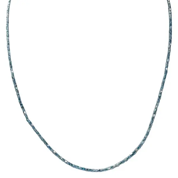 RAHUL'S JEWELS Blue / Silver 16"-18" Adjustable Length Genuine Blue Diamond Tube Necklace - Blue/silver