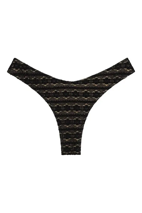 MONTCE Daisy Lace Lulu Zig-zag Stitch Bikini Bottom - Black