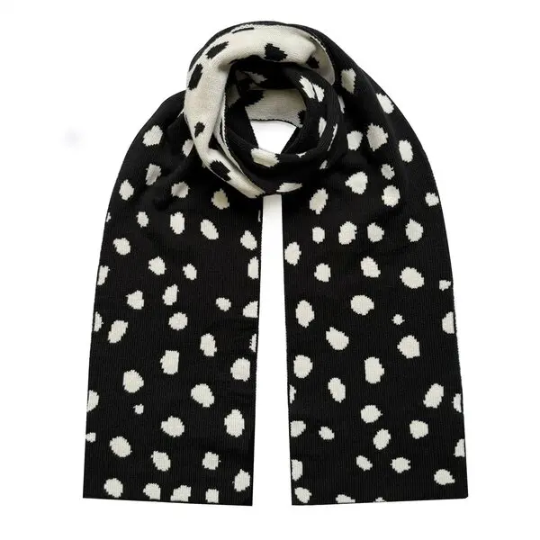 INGMARSON Black / White Scattered Dots Wool & Cashmere Scarf Black & White - Black/white