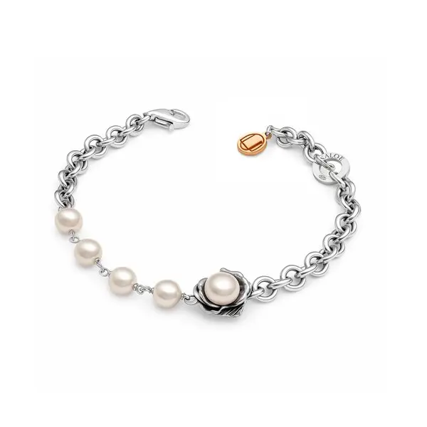 UNALOE Silver / White Lumina Pearl Bracelet In Sterling Silver – Adjustable ’s Bracelet With Natural Pearls - Silver/white