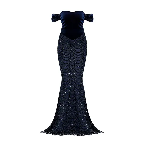 NUR KARAATA Dynasty Waltz Dress - Blue