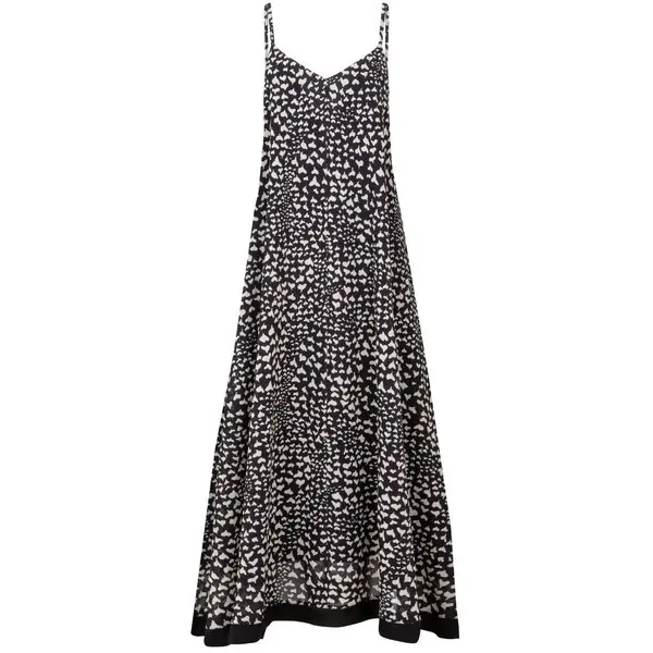 LANGNER Black / White Black&white Print A-line Chiffon Maxi Dress - Black/white