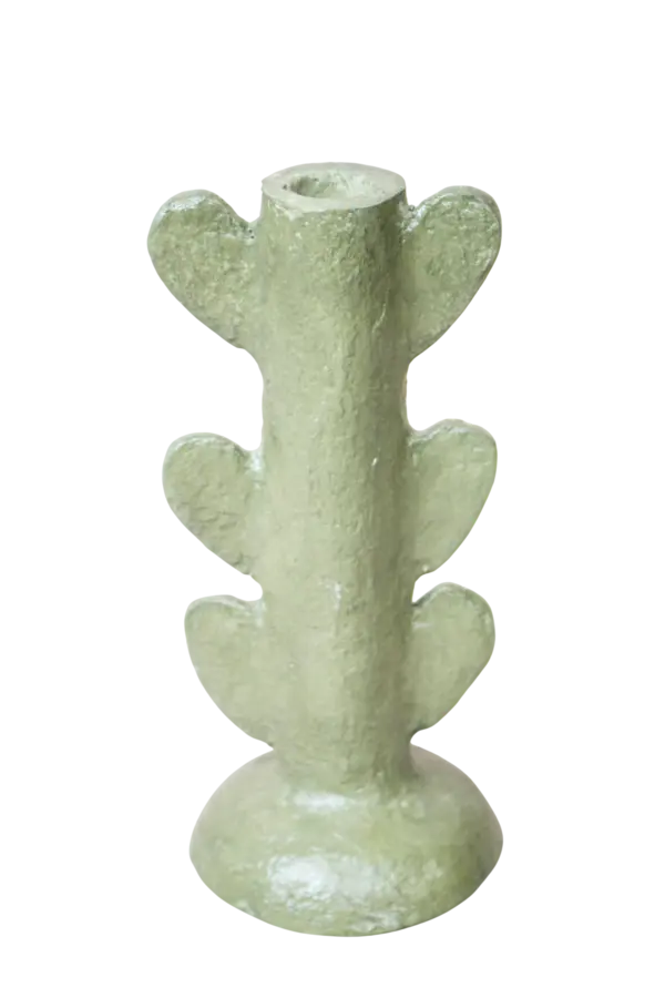 Botanical Boys Paper Mache Candle Holder Fifty Two Five - Green