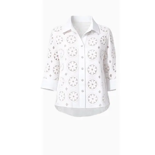 MARIELĒ Adelaide Blouse Sangallo Linen White