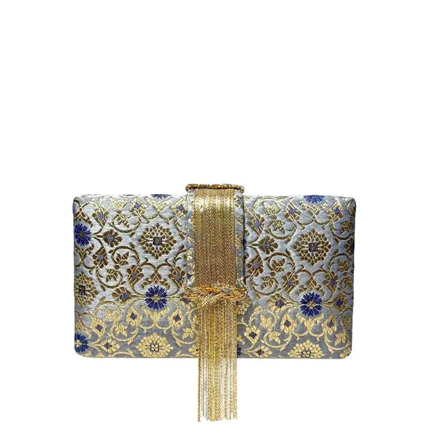 SIMITRI Empress Fringe Clutch - Grey