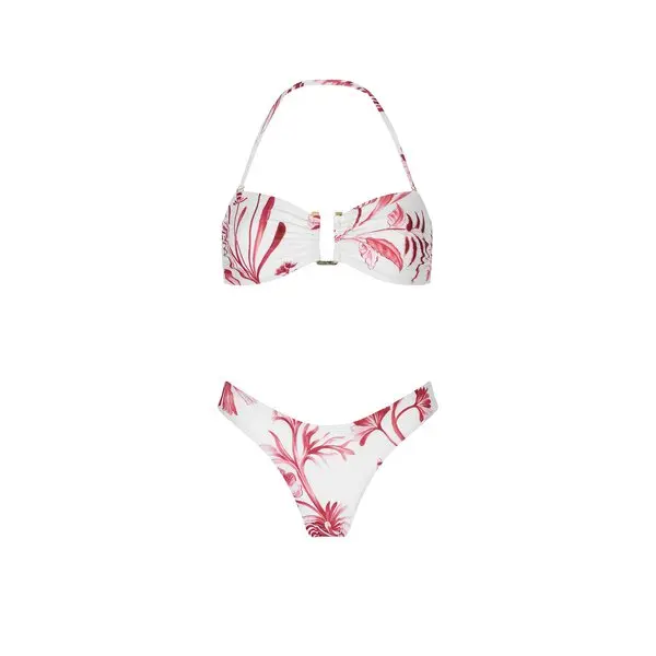 AGUACLARA Rouge Bandeau Top High Leg Bottom - Red
