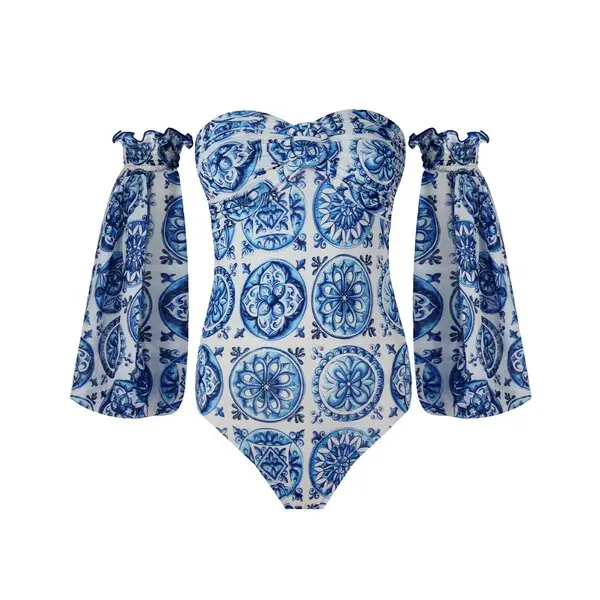 NUR KARAATA Madison Bleu Blanc Swimsuit