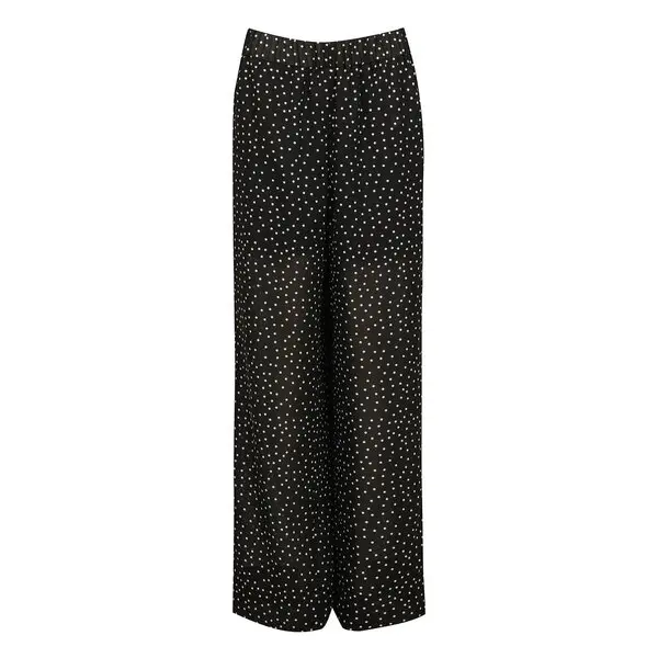 GINTA Wide Leg Pants In Polka Dots - Black