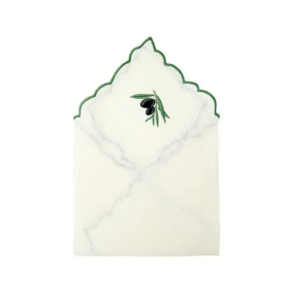 KM HOME COLLECTION Olive Embroidery Linen Napkins Set Of 2 - Green