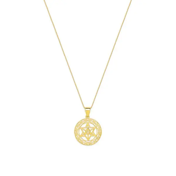 SEVEN SAINTS Merkaba Star, Light Body Activation Necklace - Gold