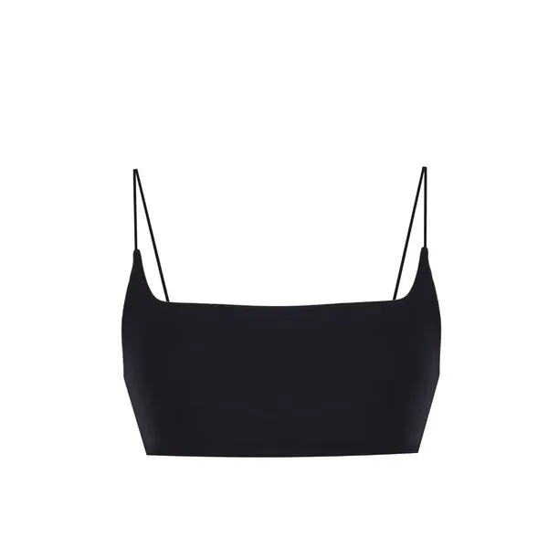 YORSTRULY Skinny Bra Colour Sports Bralette With Spaghetti Straps - Black