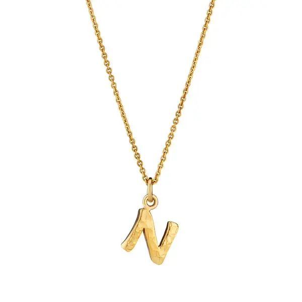 POSH TOTTY DESIGNS Yellow Plated Textured Initial Letter Necklace - Gold