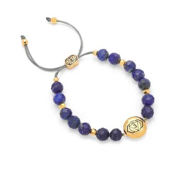 SEVEN SAINTS Blue / Gold Brow Chakra Lapis Lazuli Psychic Protection And Wisdom Bracelet - Blue/gold