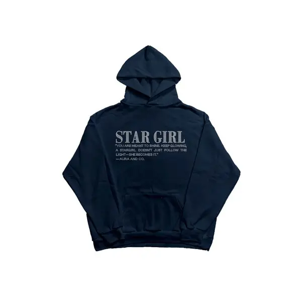 AURA & CO Silver / Blue Stargirl Rhinestone Hoodie - Silver/blue