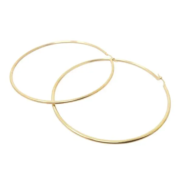 HARFI Elegant And Timeless Extra Large Plated Hoop Earrings - Gold