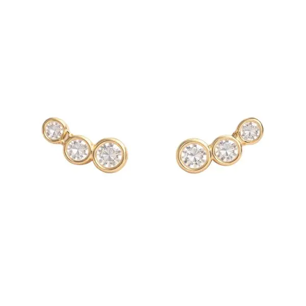 LILY FLO JEWELLERY Tripple Diamond Studs Earring - Gold