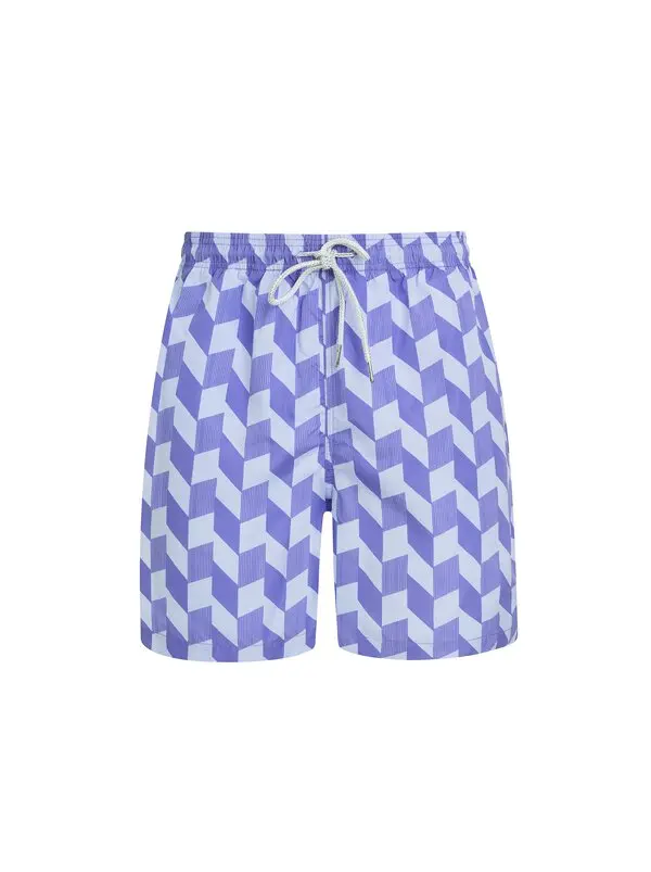 ROBERT & SON BEACHWEAR LTD Zigzag Swim Shorts - Blue