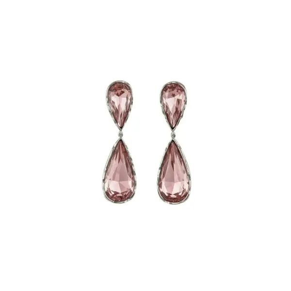 ISKRA Pink / Silver Crystal Drop Earrings Rose - Pink/silver