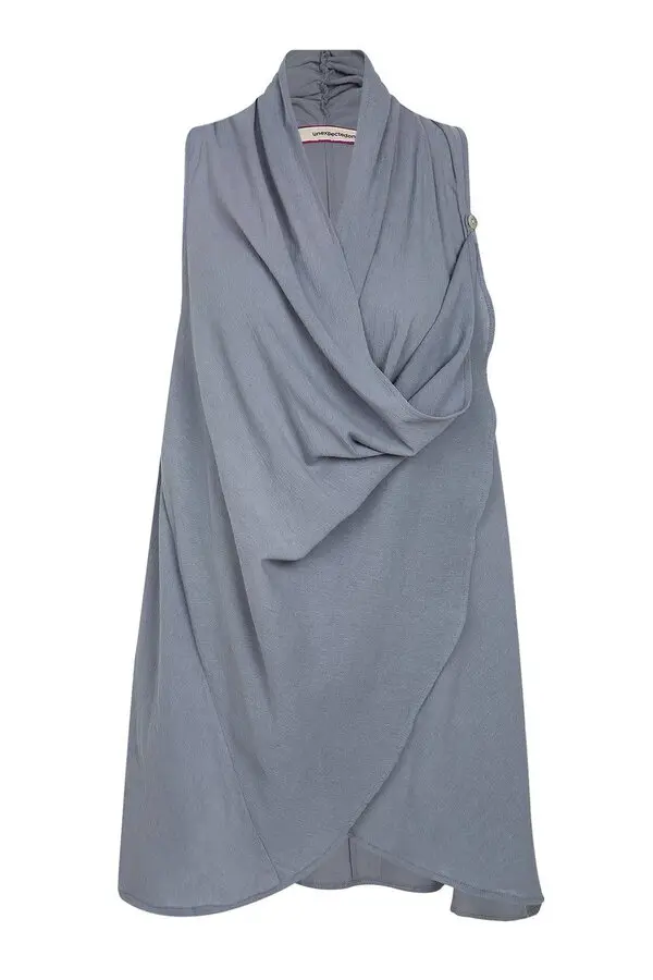 UNEXPECTEDONE Wrapped Waterfall Tunic ’s Natural Fabric Tunic - Grey