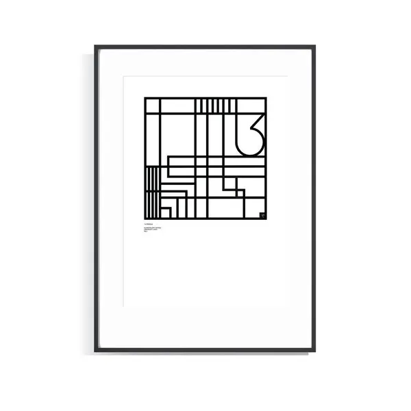 Curiosity Snug Numerology Series – Abstract Lines Number Three Limited Edition Print - Black