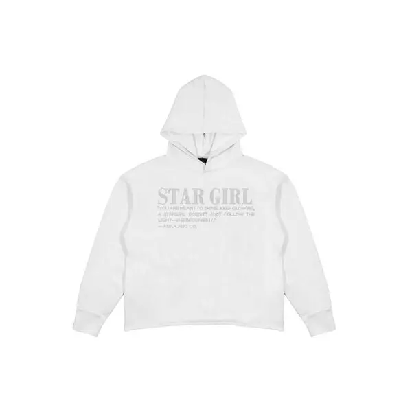 AURA & CO White / Silver Stargirl Rhinestone White Hoodie - White/silver