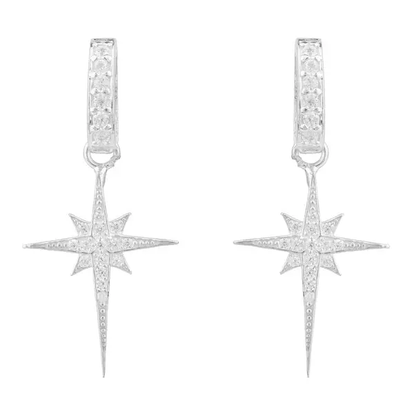 LATELITA North Star Burst Small Drop Earrings - Silver