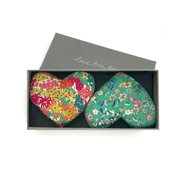 LIME TREE DESIGN Young At Heart Box Of Two Lavender Hearts Made With Liberty - Purple