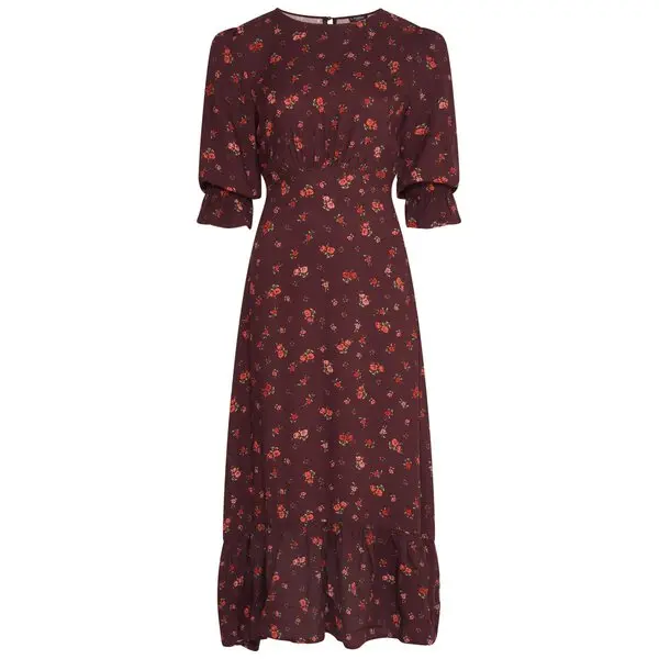 LATELIER LONDON Ellie Ditsy Floral Midi Dress - Red