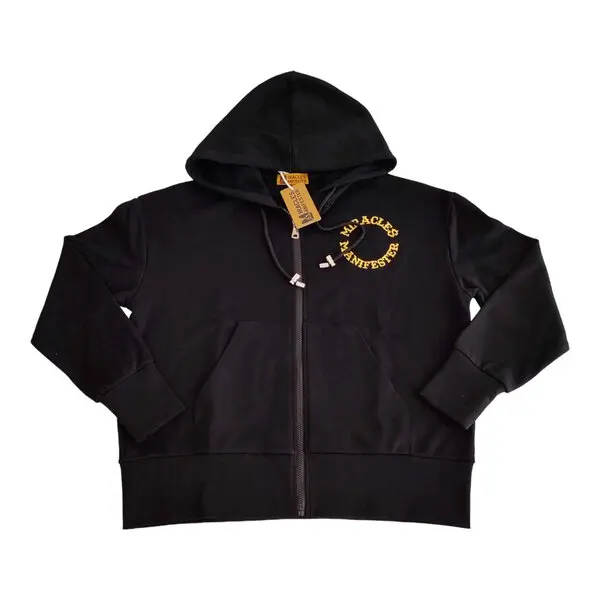 MIRACLES MANIFESTER Embroidered Zip Hoodie - Black