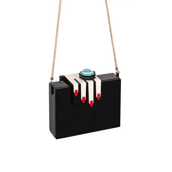 GISSA BICALHO Bag Acrylic Handmade Hands - Black