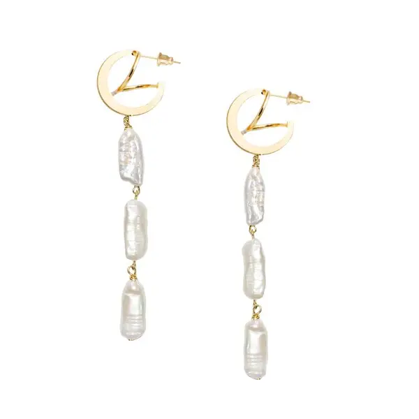 ADRIANA PAPPAS DESIGNS Pearl Swirl Earrings - Yellow
