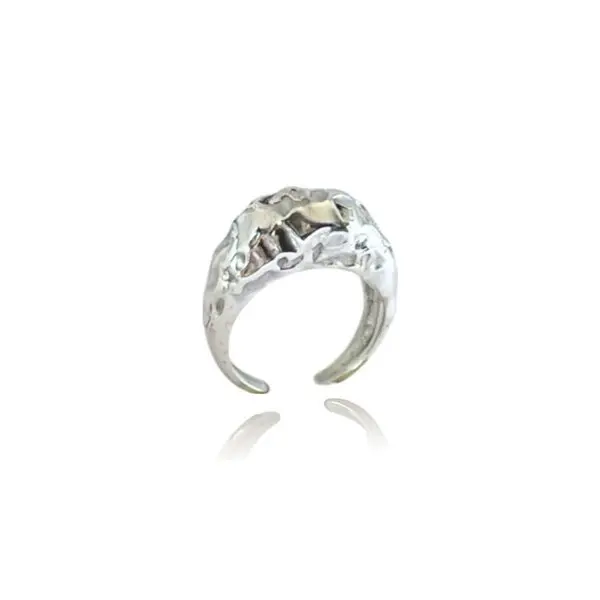 LINYA JEWELLERY Pary Amorphous Shiny Oval Ring - Silver