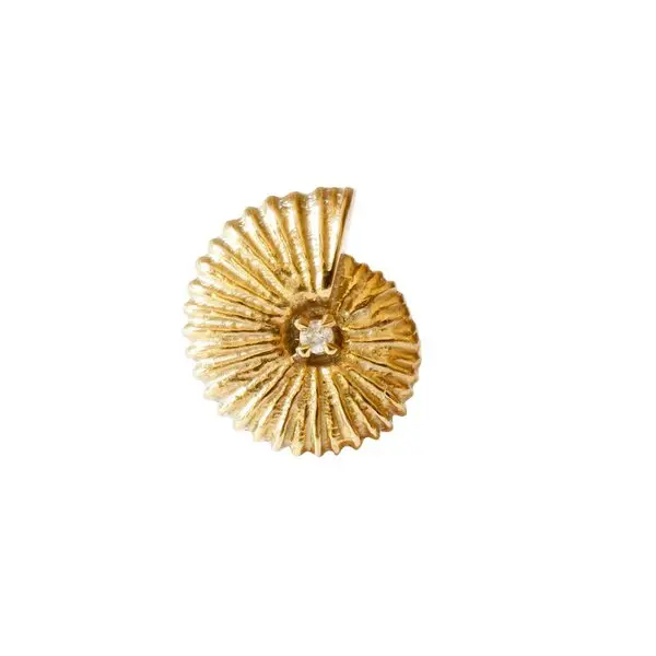 LEE RENEE Ammonite Diamond Lapel Pin - Gold