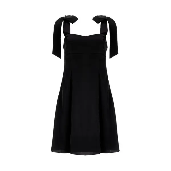 LITA COUTURE Ribbon-strap Flared Mini Dress - Black