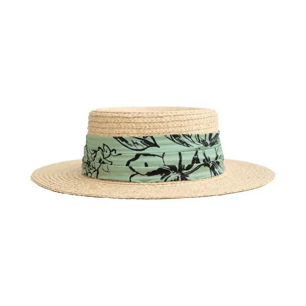 LOST PATTERN La Isla Straw Hat With Ribbon Band - Green