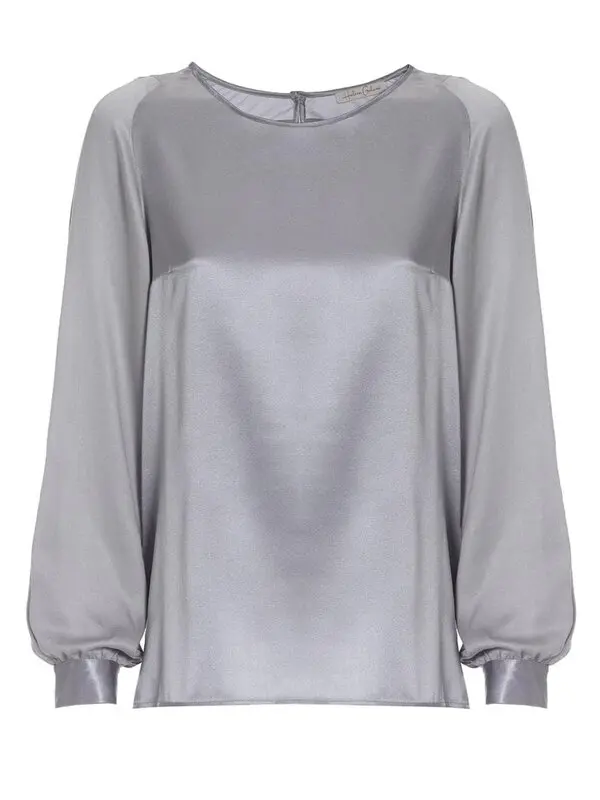HELENE GALWAS Grey / Silver Alina Silver Silk Blouse - Grey/silver