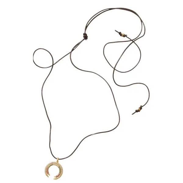 ALEXIE OF ATHENS Crescent Leather Wrap Necklace - Gold