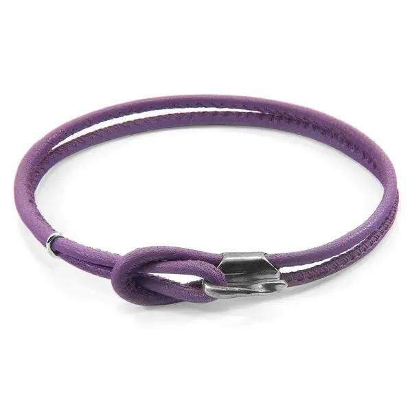 ANCHOR & CREW Silver / Purple Lilac Purple Orla Silver & Nappa Leather Bracelet - Silver/purple