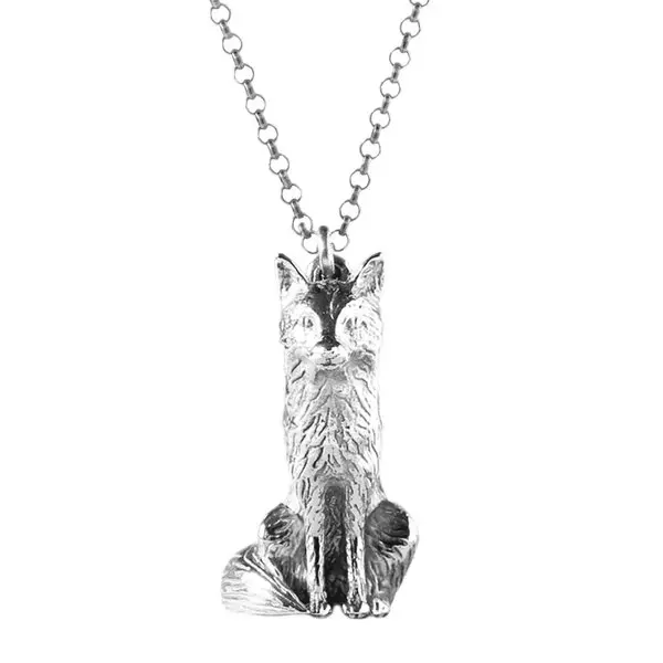 LEE RENEE Fox Necklace – Large, Sitting - Silver