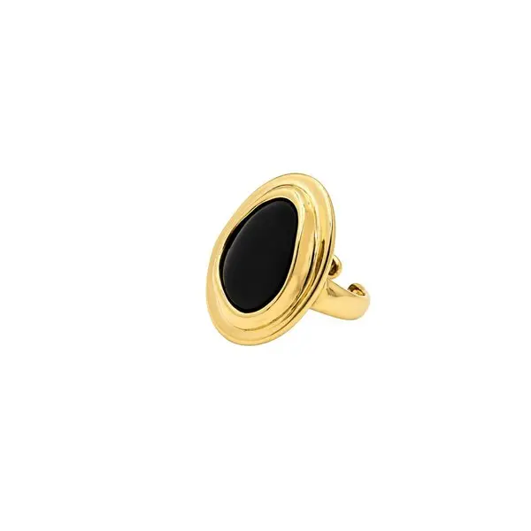 UCHI & SOTO Gold / Black Enso Black Onyx And Molten Gold Ring - Gold/black