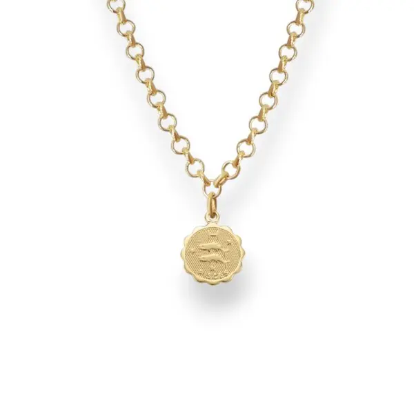 ALEXIE OF ATHENS Pisces Zodiac Mini Medallion Chain Necklace - Gold
