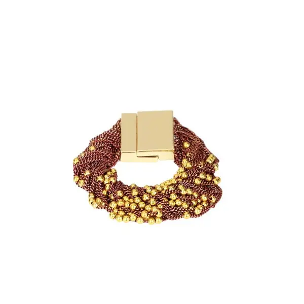 Saachi Beaded Chain Marsala Bracelet - Brown