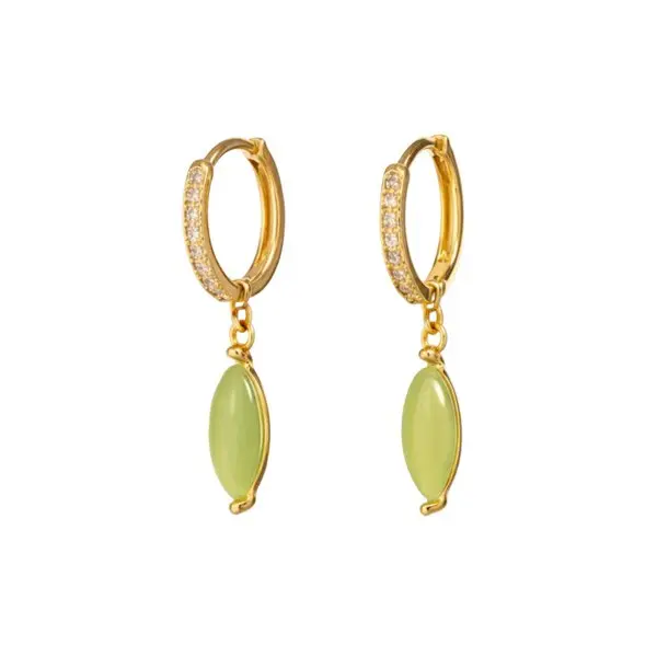 UCHI & SOTO Gold / Green Nekomeishi Green Cats Eye Earrings - Gold/green