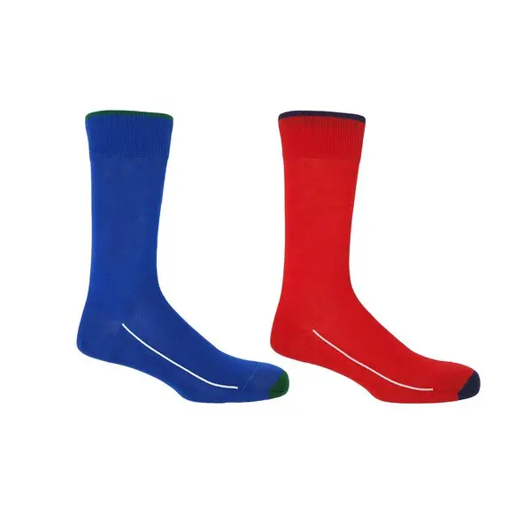 PEPER HAROW - MADE IN ENGLAND Cobalt & Cinnabar Square Mile Socks 2 Pack - Blue