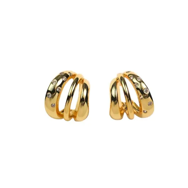 MISS CECILIA Starlight Trinity Studs - Gold