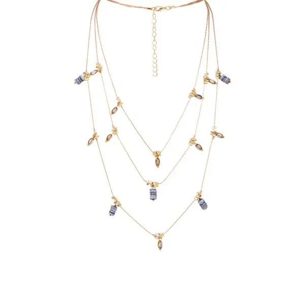 Saachi Multi Layered Dark Necklace - Blue