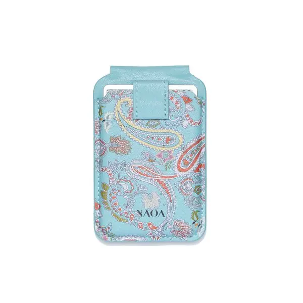 NAOA Blue / Brown Printed Magsafe Wallet & Phone Stand Paisley Printed - Blue/brown