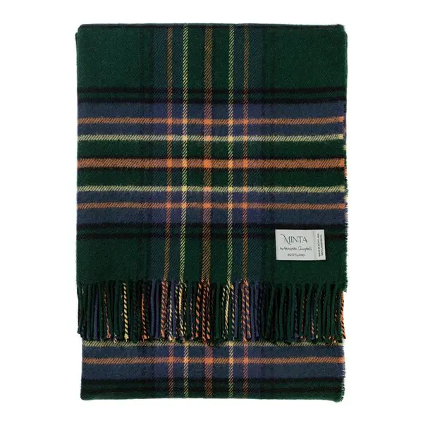 ARAMINTA CAMPBELL Amber Riverbank Lambswool Throw - Green