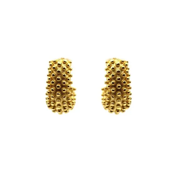 VICSTONENYC FINE JEWELRY Handmade Unique Ball Textured Bold Hoop Earrings - Gold